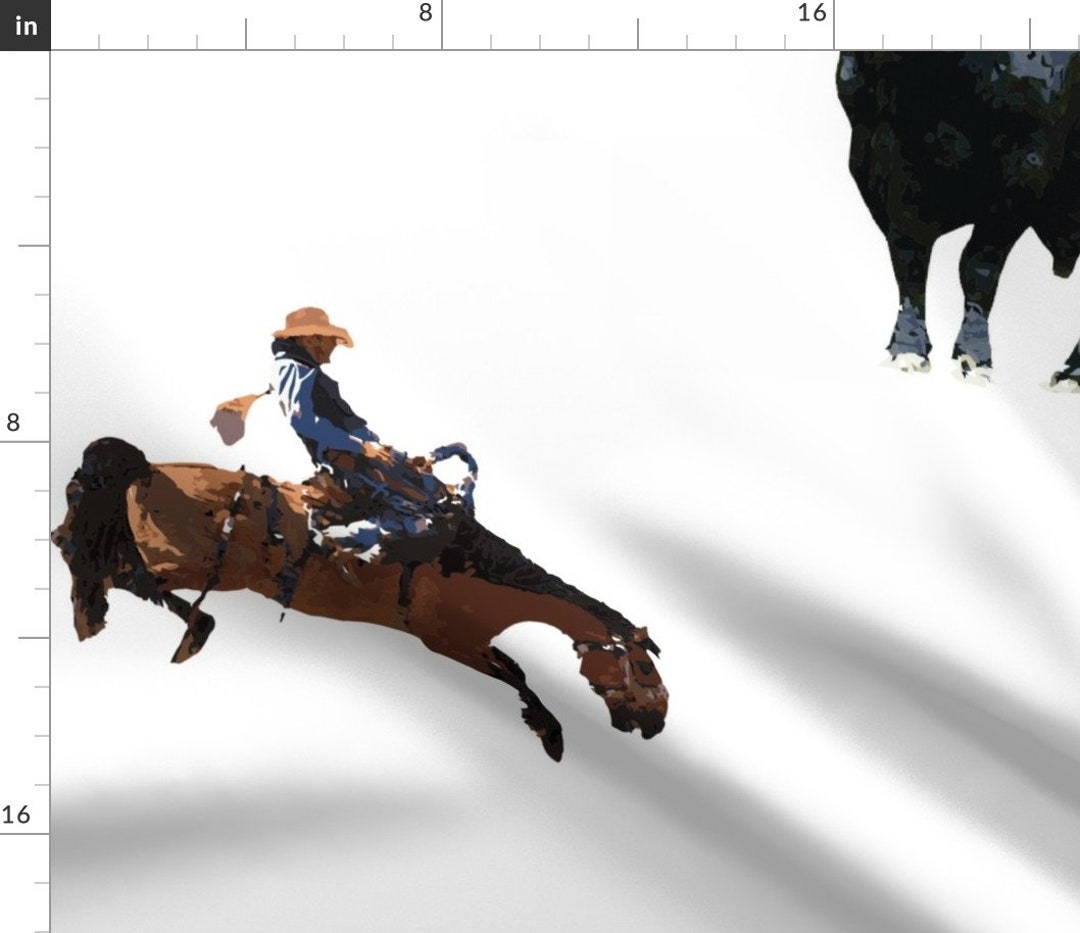 Western Rodeo Fabric Bulls & Broncs by Redmares Cowboy Bull Rodeo ...