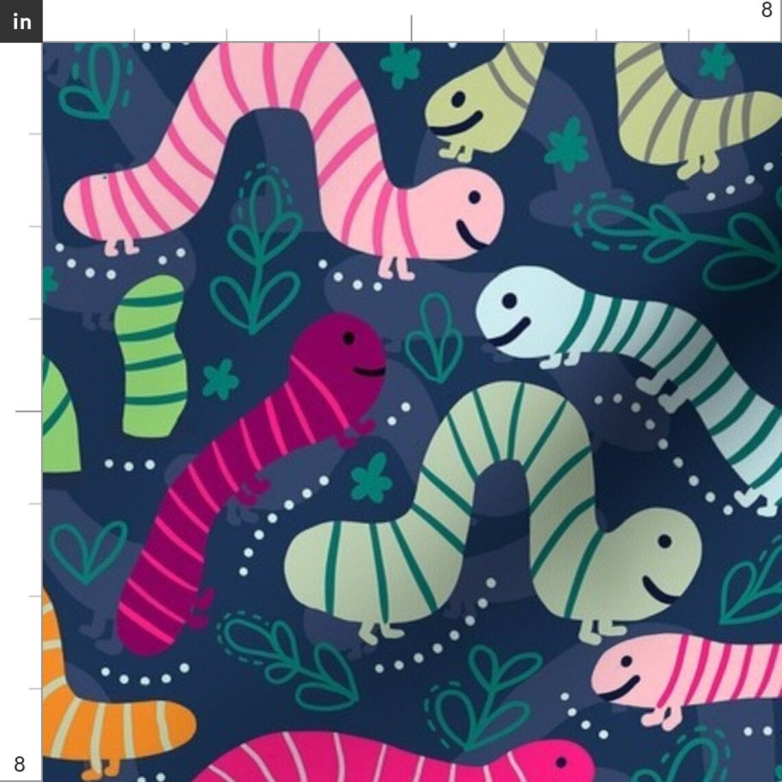 Inch Worms Fabric Creative Inchi Worms by Creativeinchi - Etsy