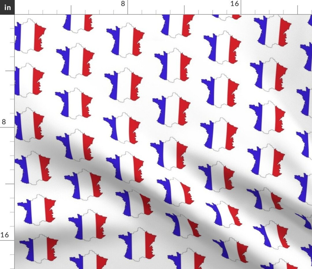 France Fabric France Flag Overlay by Thinlinetextiles France French Map ...