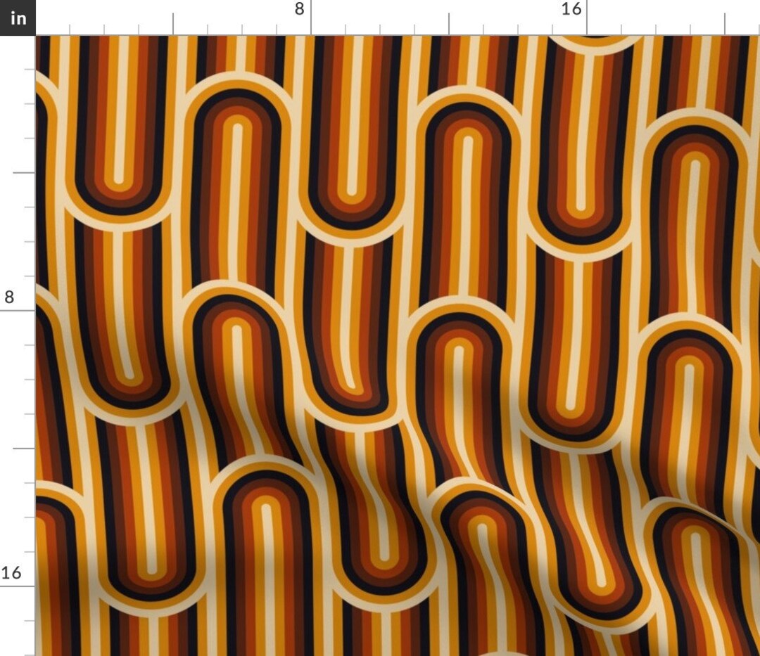 Vintage Brown Fabric 1970s Arches by Ligaturadesign Retro Geometric ...