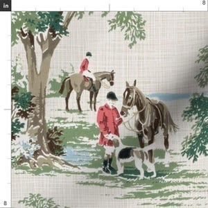 Equestrian Toile Upholstery Fabric- Hunt Scene by Ponymacaroni - Fox ...