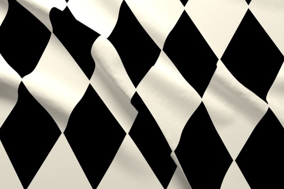 Harlequin Fabric Harlequin Diamonds Cosmic Latte And Black | Etsy