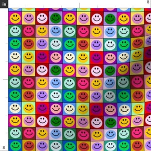 Smiley Face Fabric Smiley Face Squares by Inspirationz Colorful Happy ...