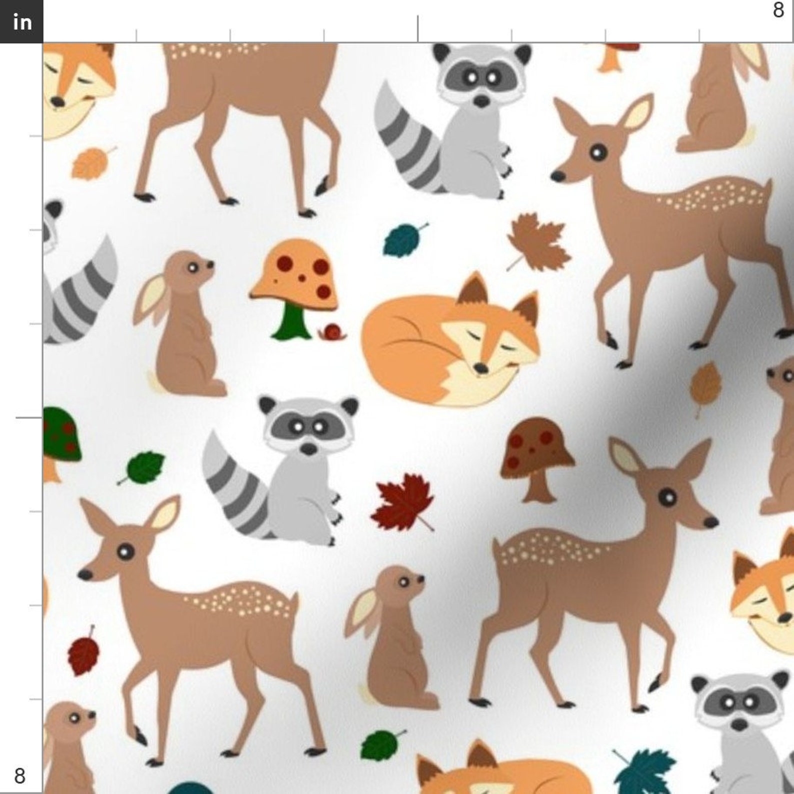Woodland Fabric Woodland Animals by Jannasalak Woodland | Etsy