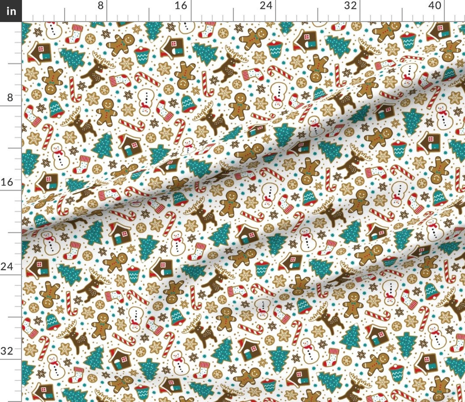 Christmas Cookies Fabric Christmas Gingerbread Cookies by - Etsy