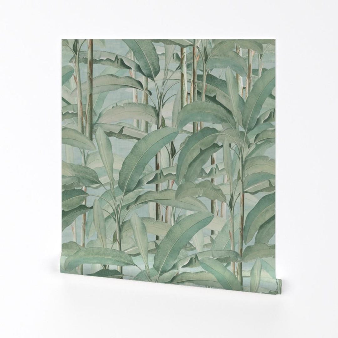 Palm Wallpaper - Lush Tropical Leaves by Willowlanetextiles - Botanical ...