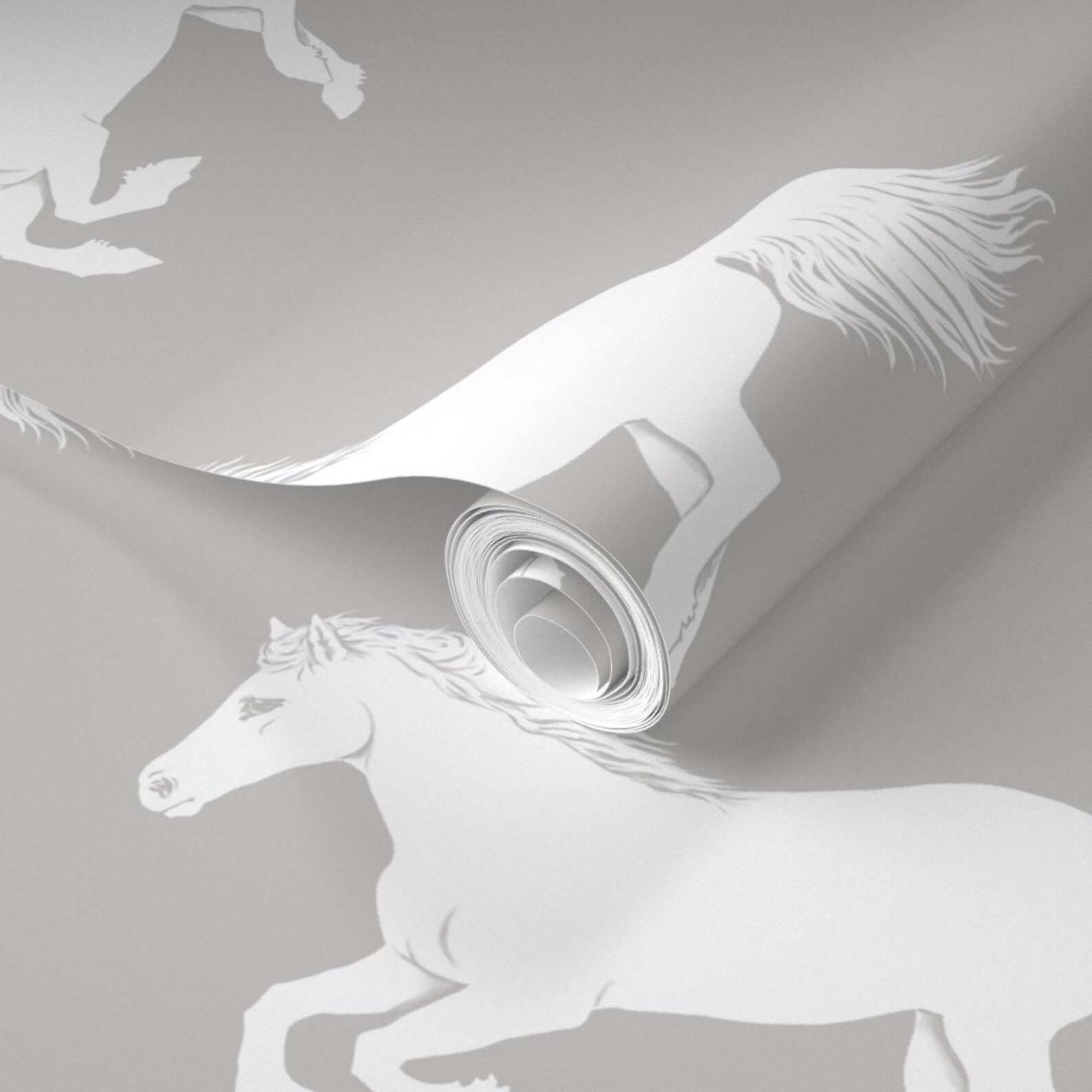 Horse Wallpaper Pony Stampede in Smoke by Thistleandfox - Etsy