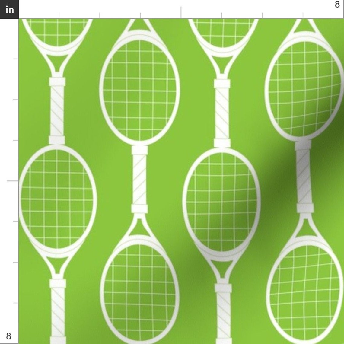 Tennis Fabric Green Rackets by Audreyclayton Tennis - Etsy