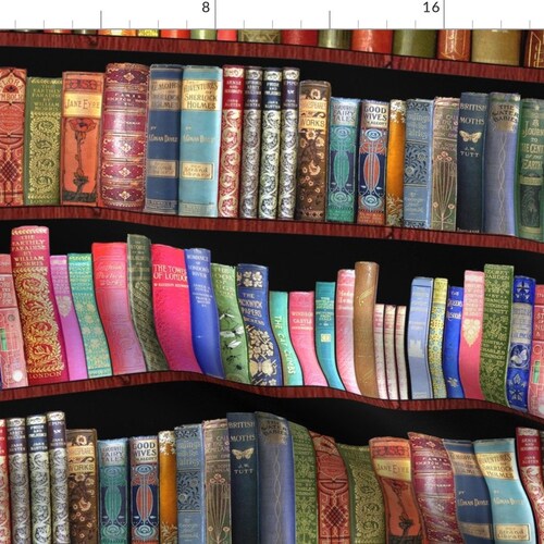 Vintage Library Fabric Antique Books Vintage Bookshelf / - Etsy