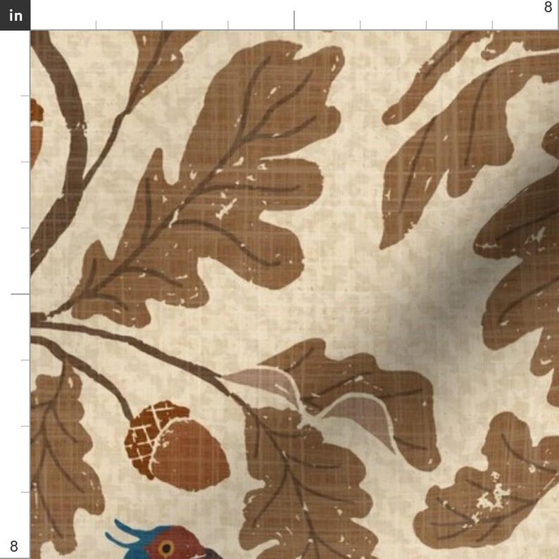 Cabincore Fabric - Heritage Pheasants by Kim_morrow - Oak Leaves Acorns ...