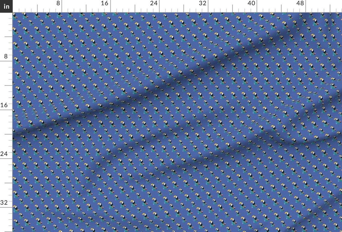 Toucan Fabric - Toucan Floral Jungle Blue Dot Mini by Heleen Vd ...