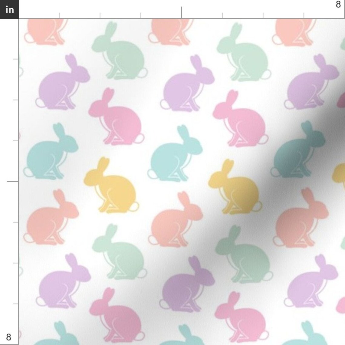 Easter Bunnies Fabric Easter Bunnies Pastel by - Etsy