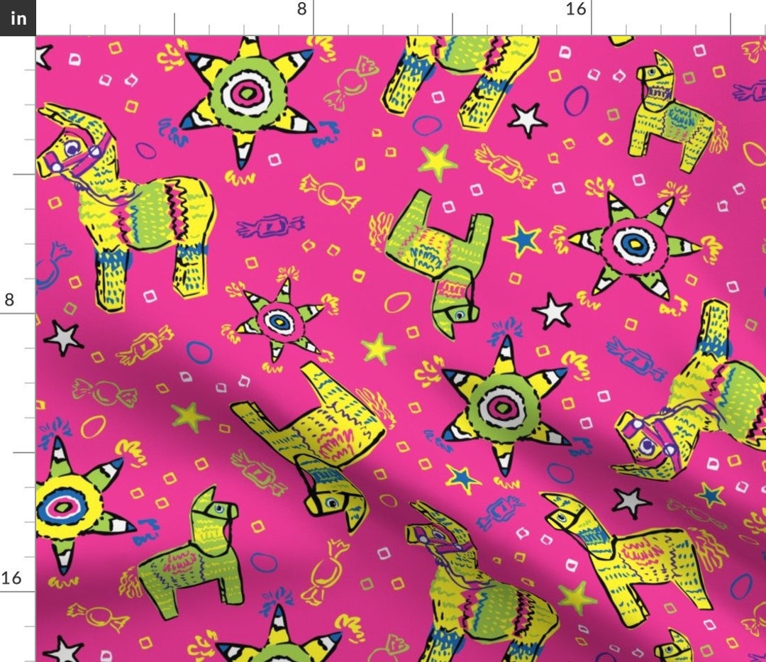 Festive Pink Pinata Fabric Pop Art Pinatas by Vinpauld - Etsy