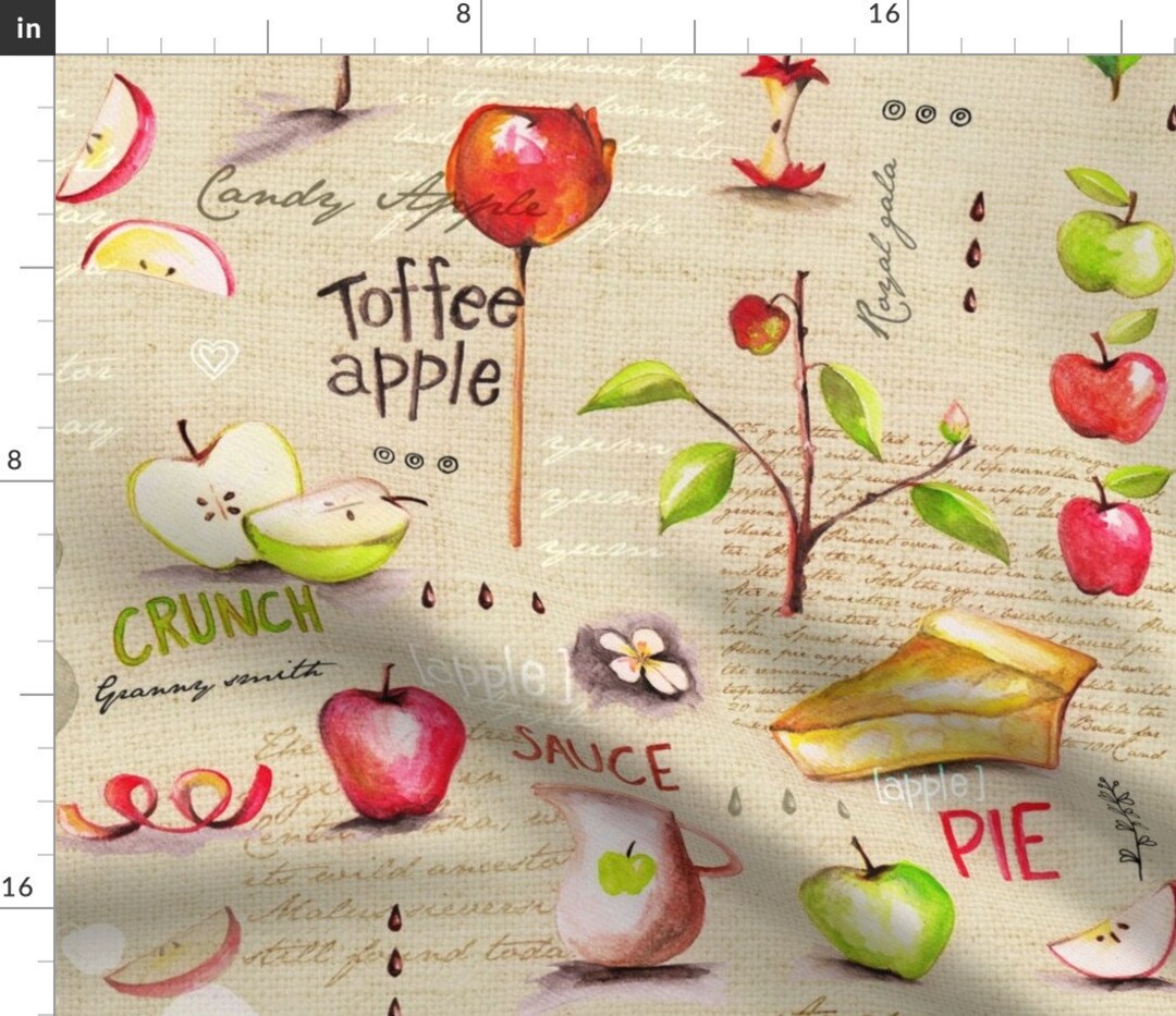 Apple Fabric an Apple A Day by Mulberry Tree Apple Pie Fruit Food ...