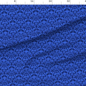 Blue Damask Fabric Blue Damask Smaller Scale by - Etsy