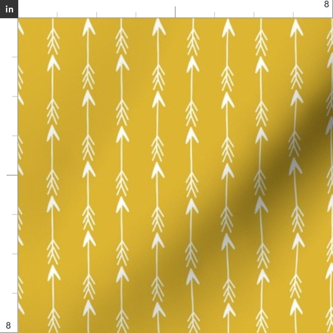 Yellow and White Arrow Fabric Arrows Mustard Gold Boho - Etsy