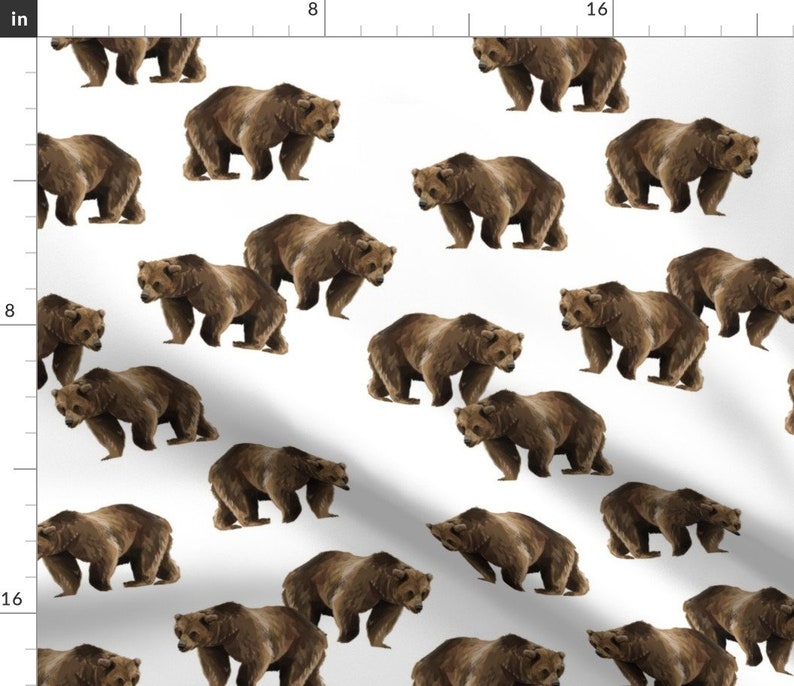 Bear Fabric Grrrizzly Bears by Taraput Grizzly Bear Brown - Etsy