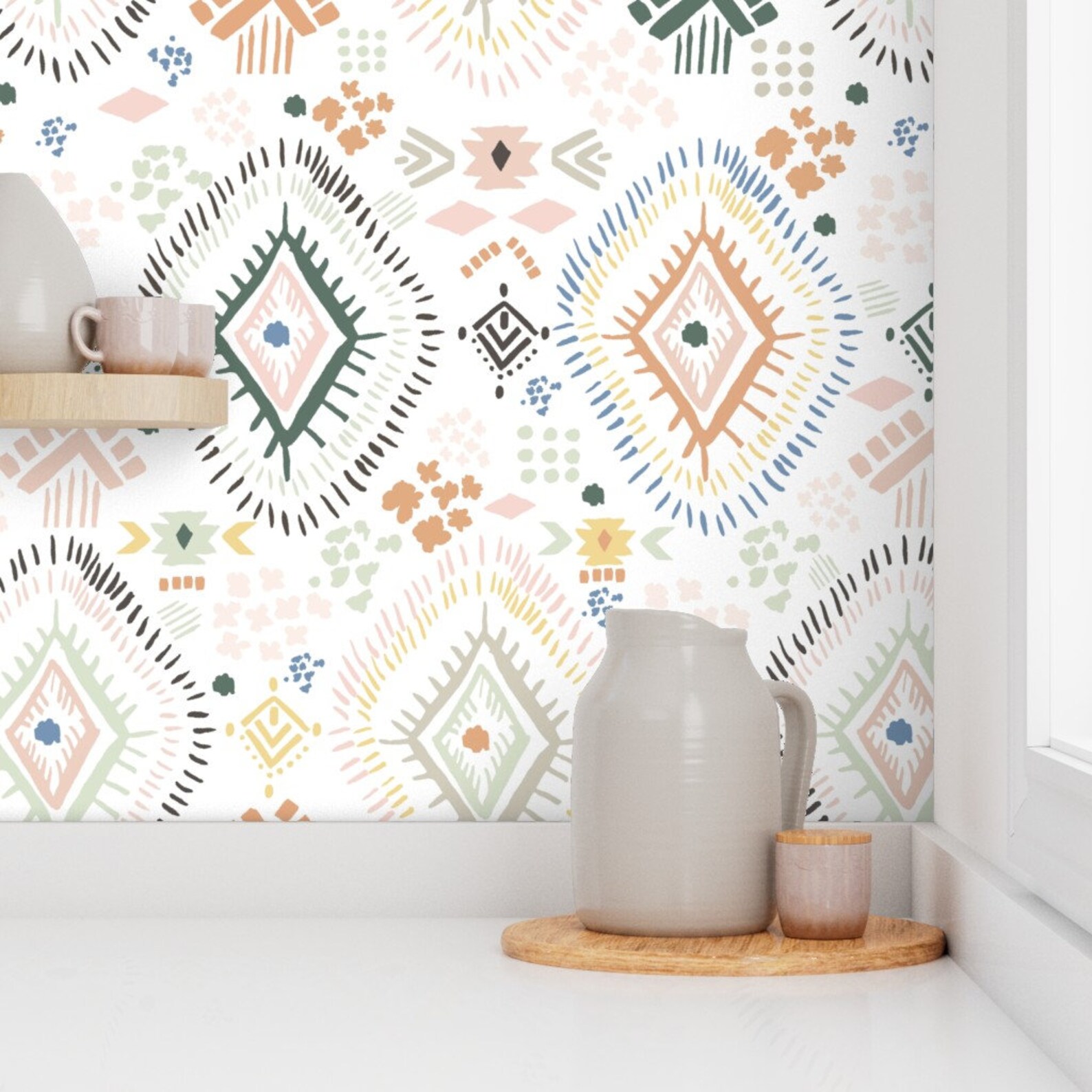 Boho Nursery Wallpaper Modern Aztec Color Print by Shopcabin - Etsy