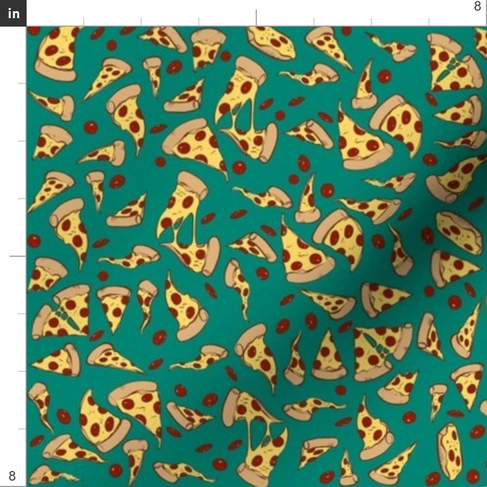 Pizza Fabric Pizza Pattern 3 by Jadegordon Pizza Green - Etsy