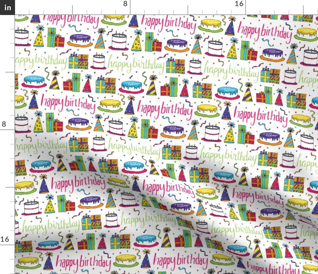 Happy Birthday Fabric Birthday by Lprspr Birthday Cake Presents Gift ...