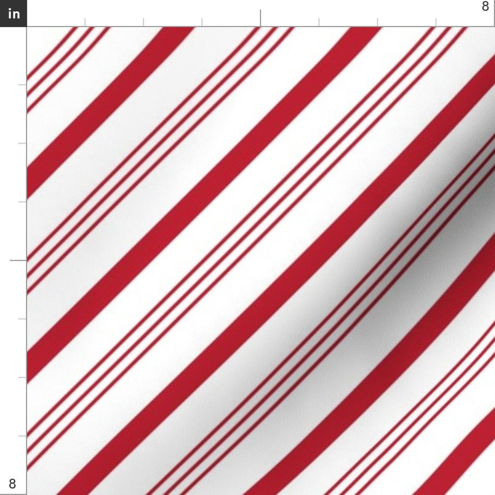 Candy Canes Fabric Stripes Red on White by Littlearrowdesign | Etsy