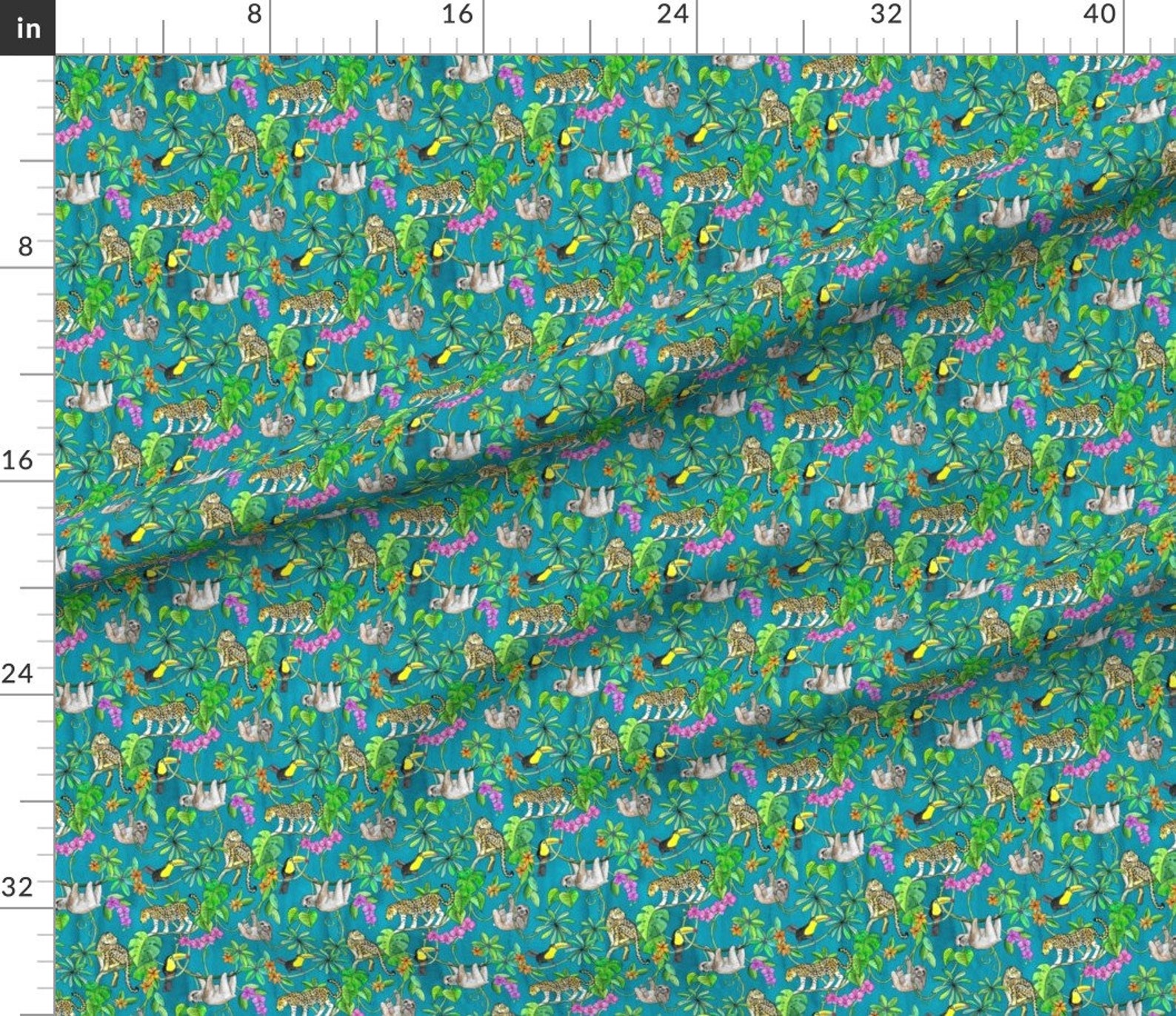 Rainforest Tropical Fabric Rainforest Friends Watercolor - Etsy