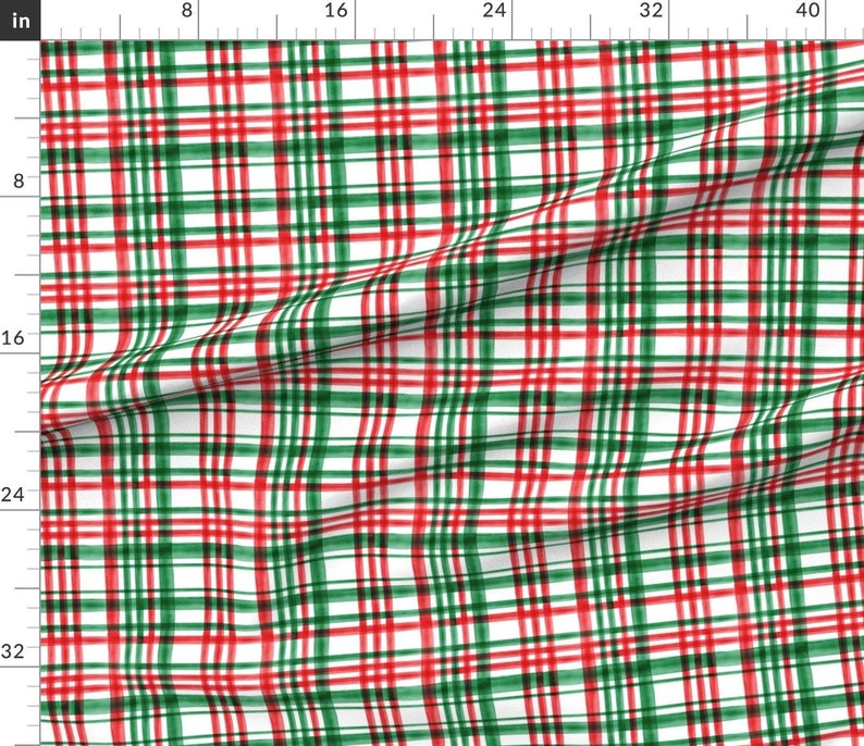 Christmas Plaid Fabric Christmas Watercolor Plaid Bright by - Etsy