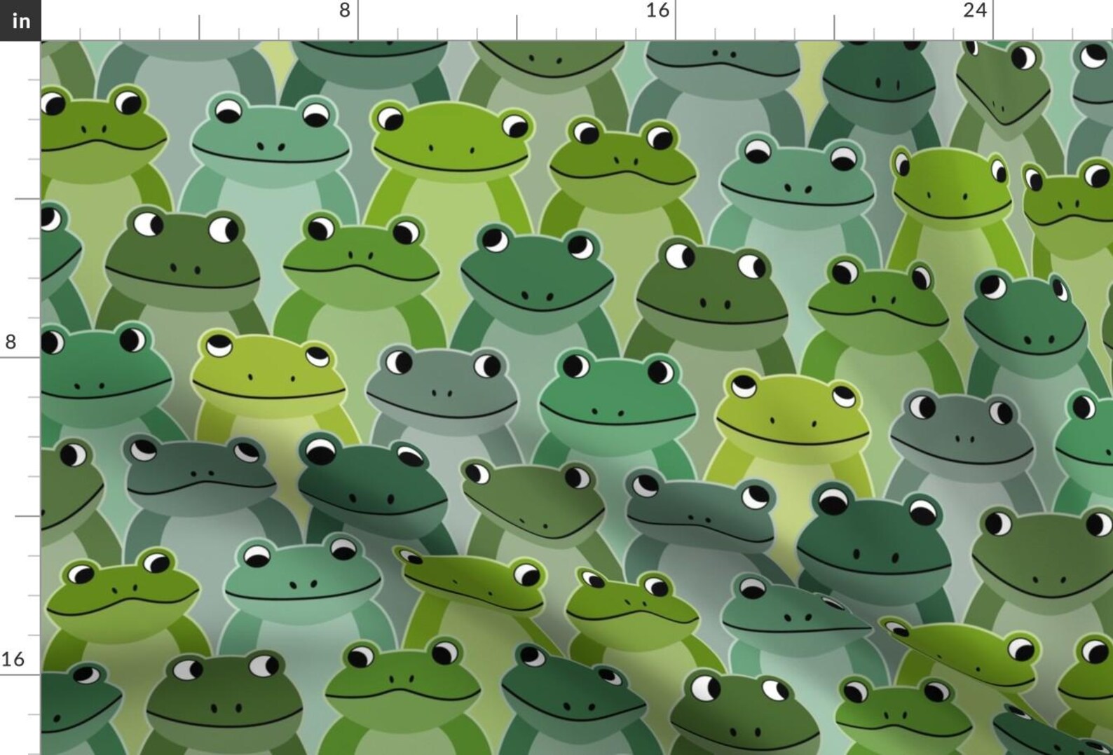 Green Frogs Fabric - Friendly Frogs by Dunnspun - Whimsical Cute Mint ...