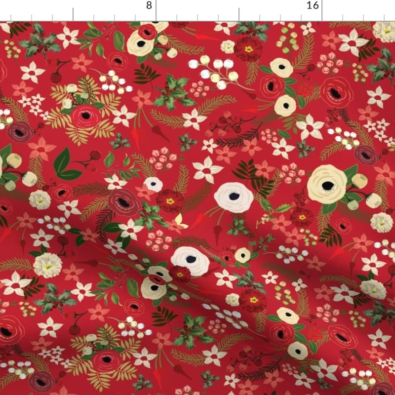 Red Christmas Fabric - Etsy