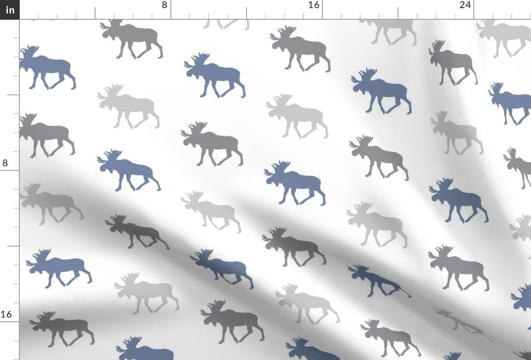 Moose Fabric Multi Moose // Wild Lake by Littlearrowdesign Woodland ...