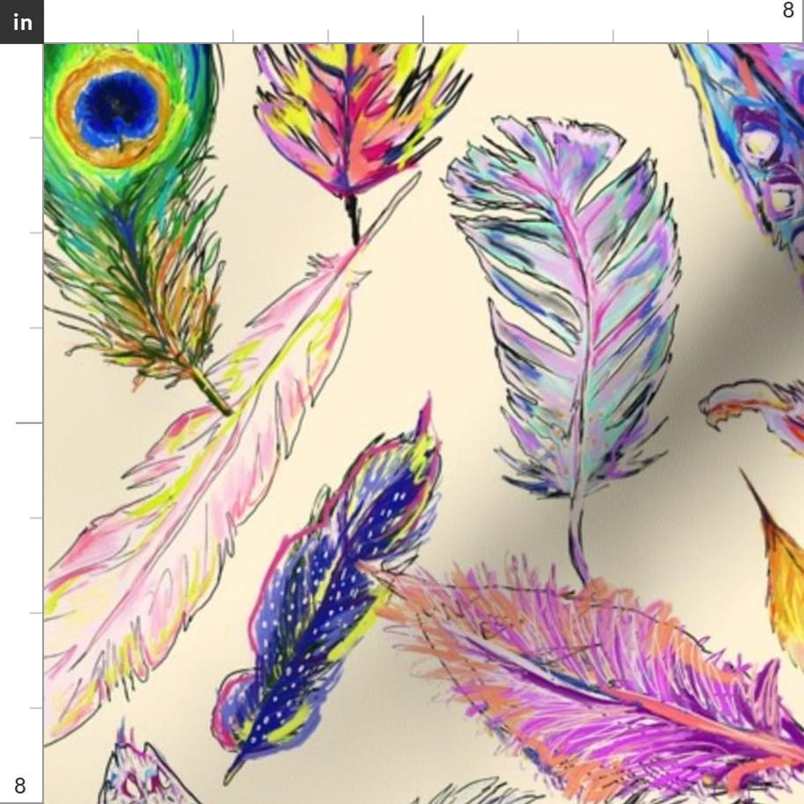 Feathers Purple Watercolor Fabric - A Flock of Fancy Feathers by ...