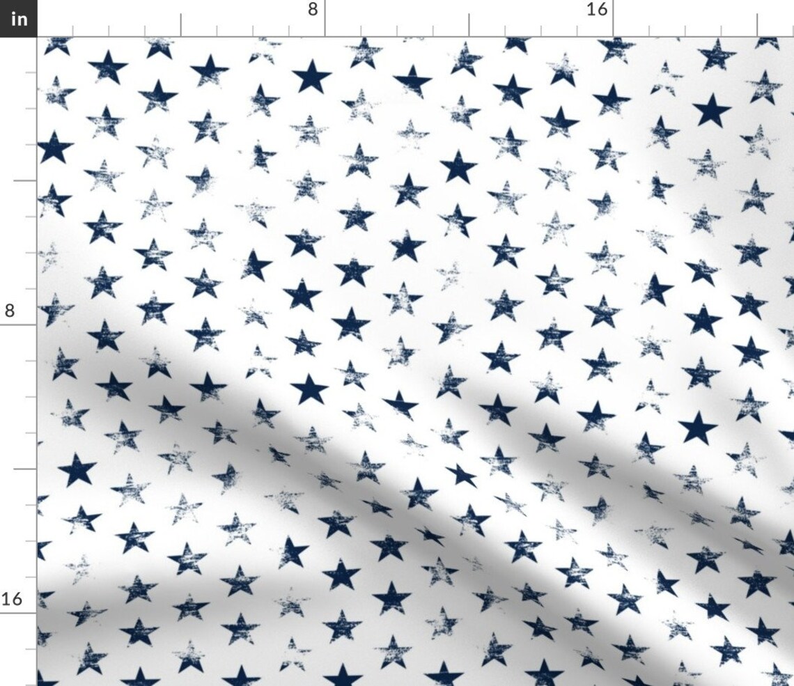 Navy Blue Star Fabric Distressed Navy Blue Stars on White - Etsy