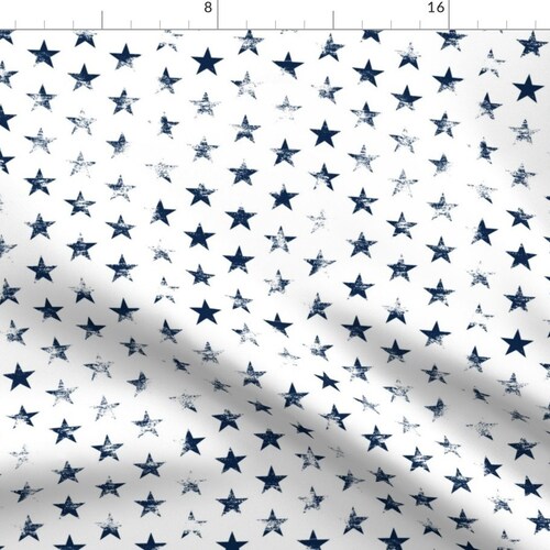 Navy Blue Star Fabric Distressed Navy Blue Stars on White - Etsy