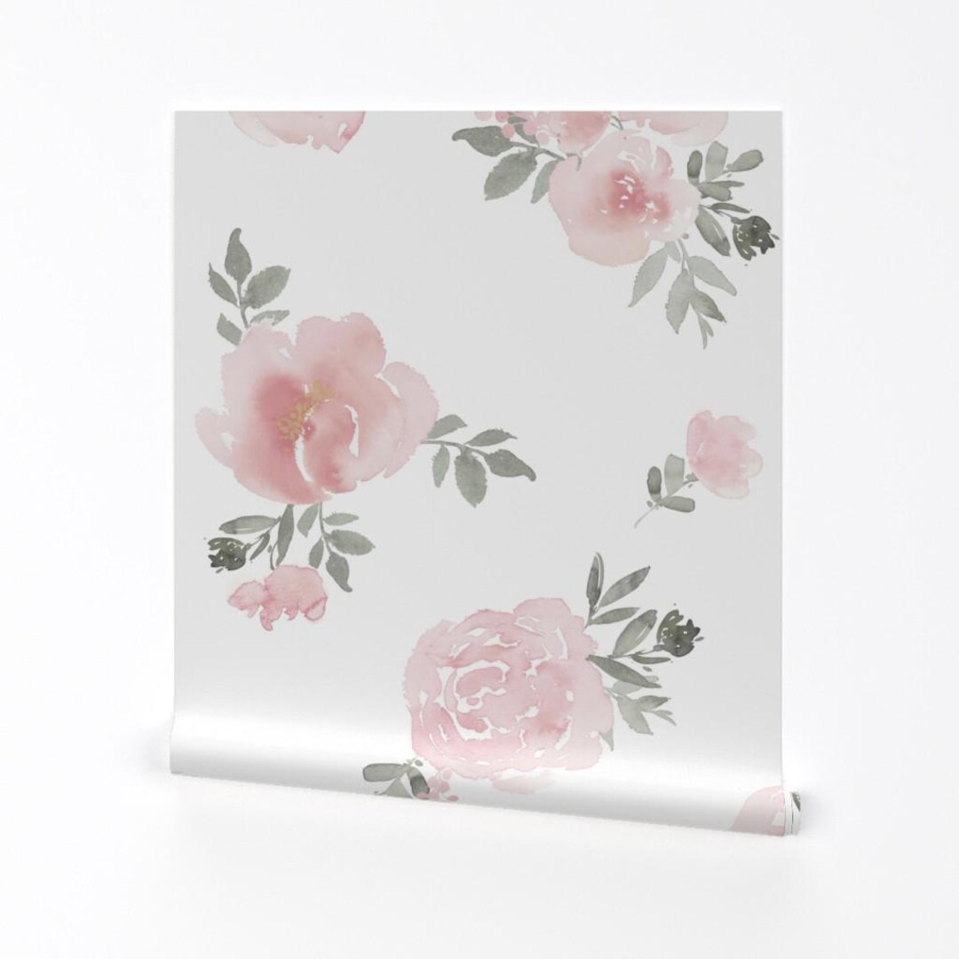 Floral Wallpaper - Dreamy Floral // Pink by Willowlanetextiles - Pink ...