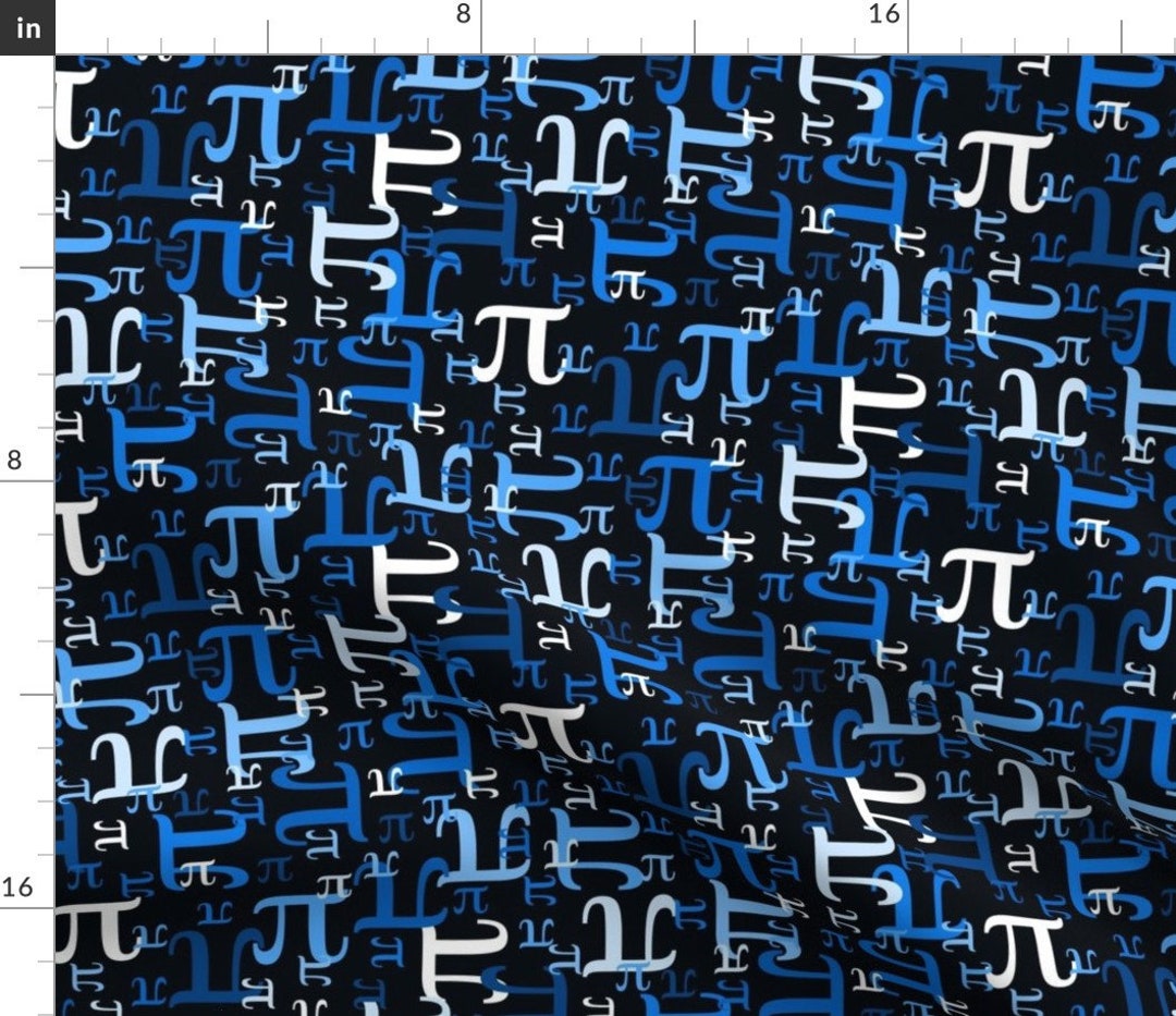 Pi Day Fabric Pieces of Pi black Blue by Robyriker Pi Day Black Blue ...