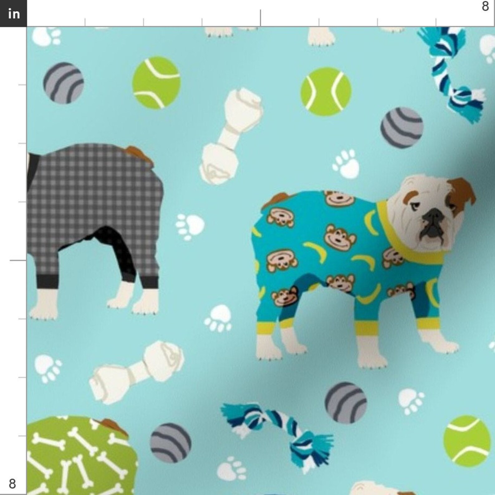 English Bulldog Fabric English Bulldog Pajamas Dog Breed by - Etsy