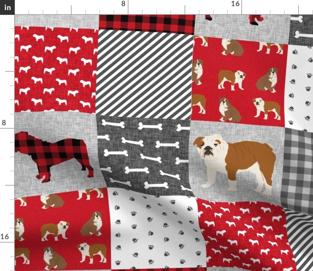 English Bulldog Fabric english Bulldog Pet Quilt A Fabric - Etsy
