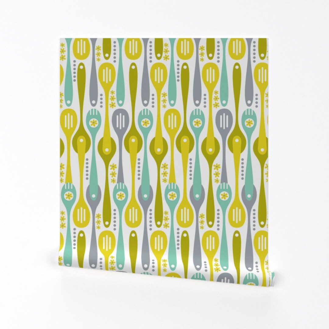 Spoons Wallpaper Kitchenette Yellow Spoon by Heatherdutton Spoons ...