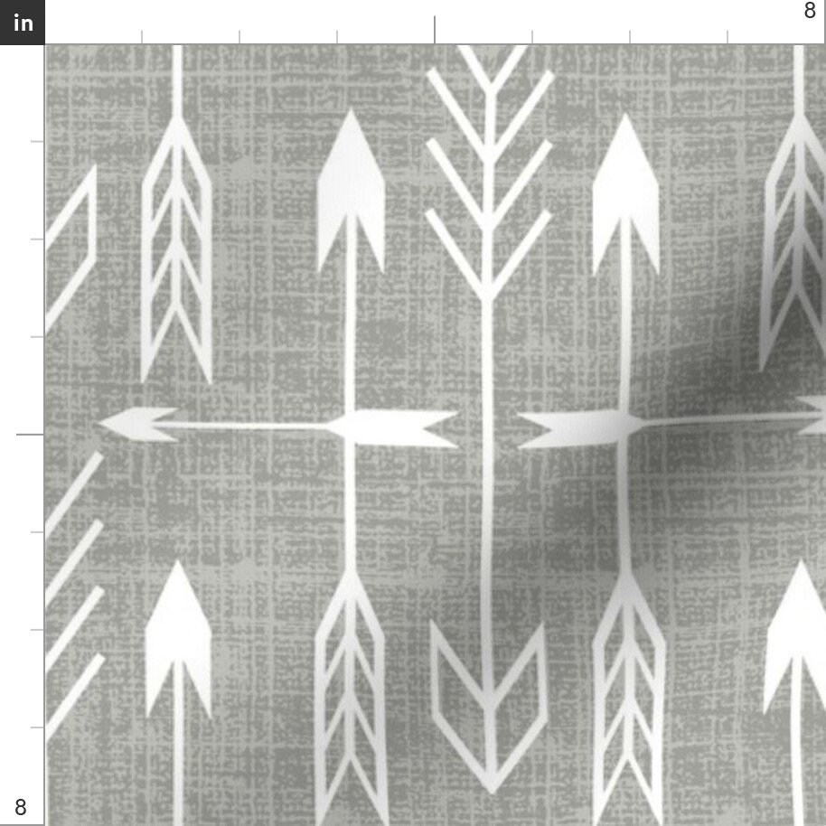 Arrow Fabric Archery Silver by Littlerhodydesign Grey and - Etsy