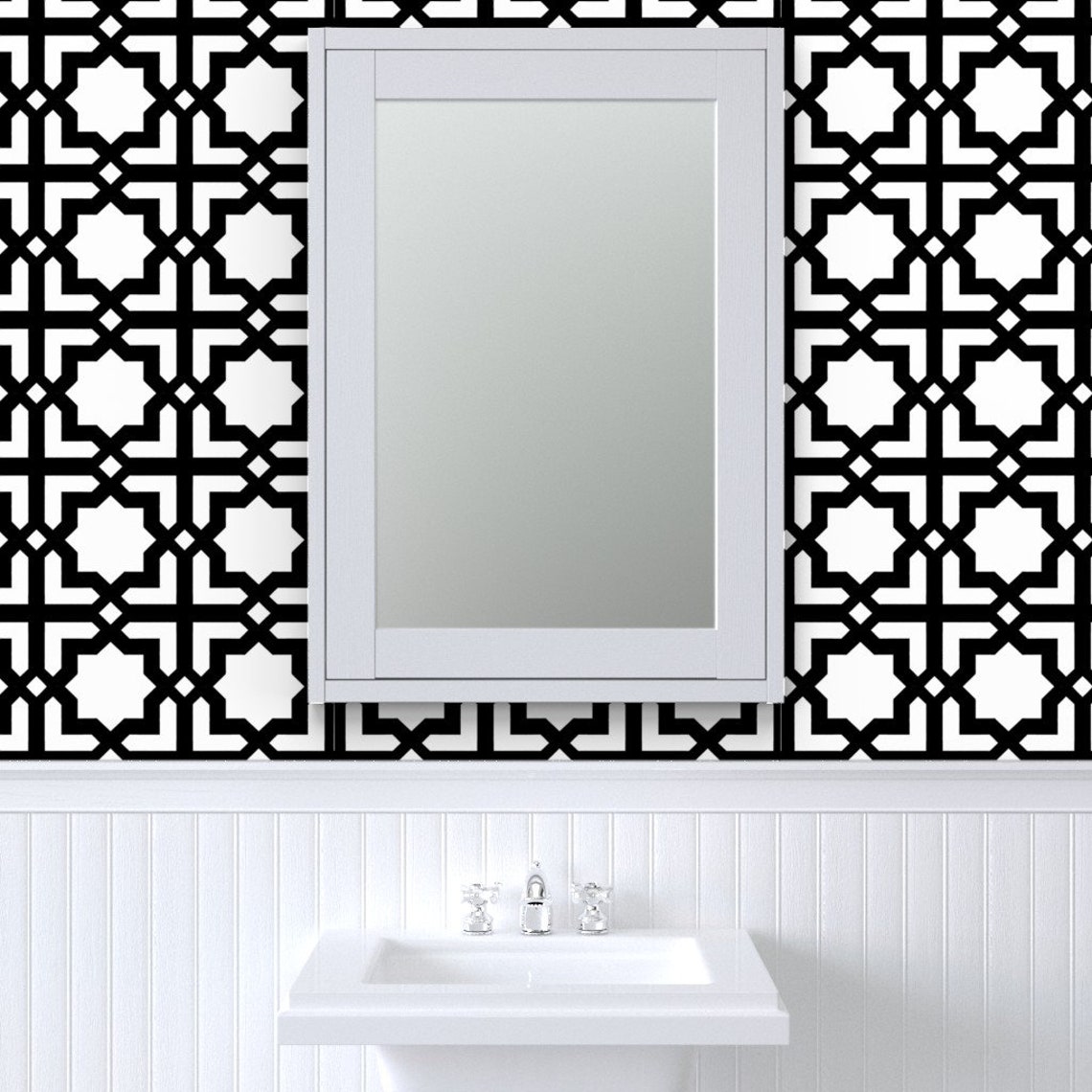 Moroccan Wallpaper Casablanca White Black by Miss Blümchen | Etsy