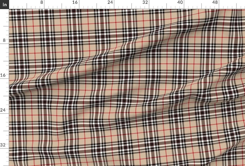 Classic Beige Plaid Apparel Fabric - Southdown Tartan by Weavingmajor ...