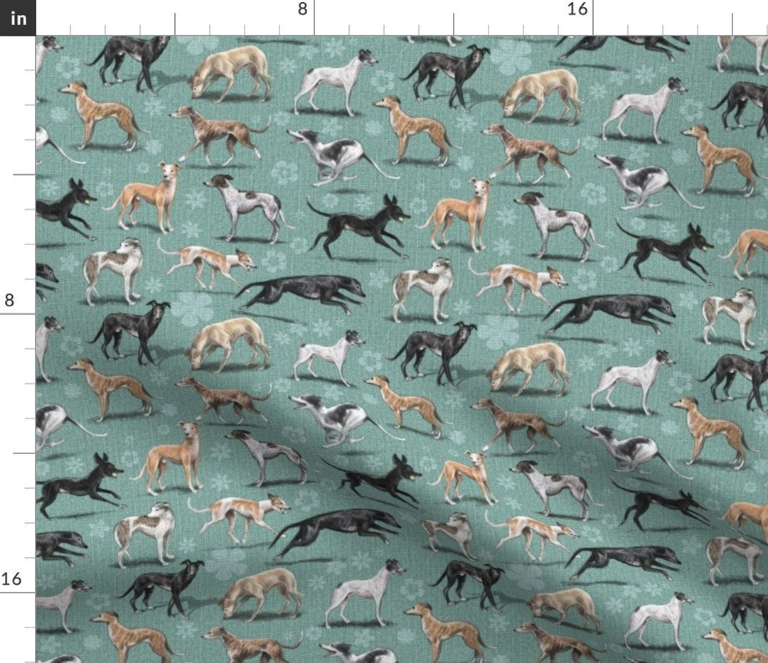 Greyhound Fabric the Greyhound by Elspethrosedesign Greyhound Teal ...