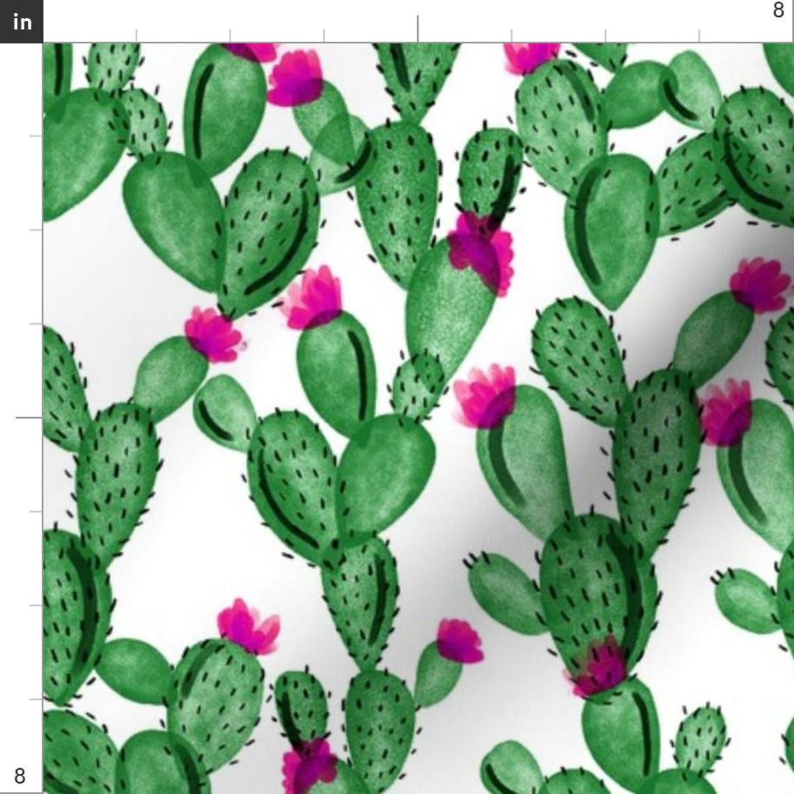 Green Cactus Fabric - Emerald Cactus + Rose // Small by Ivieclothco ...