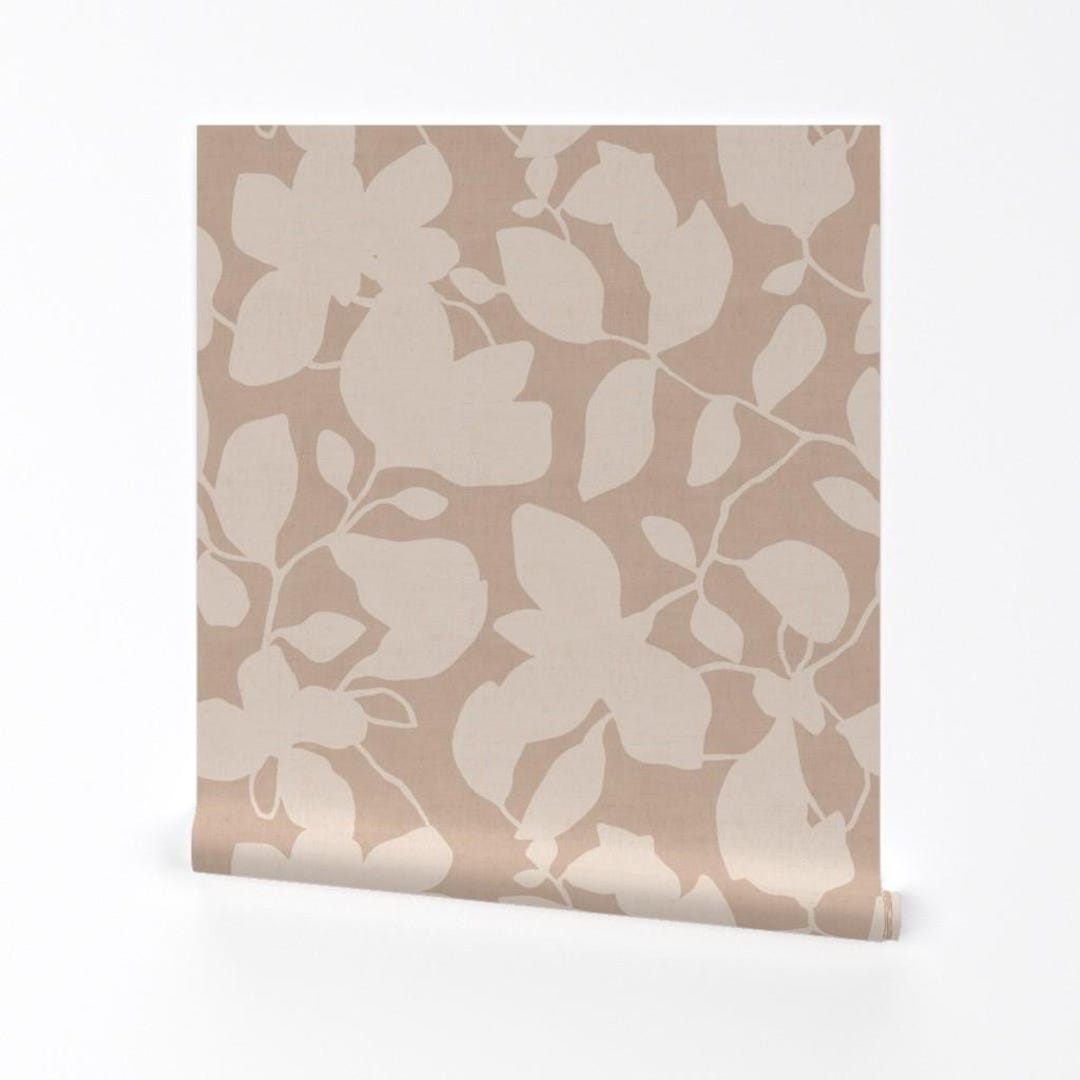 Minimal Magnolia Removable Peel and Stick Wallpaper - Blush Sand Beige ...