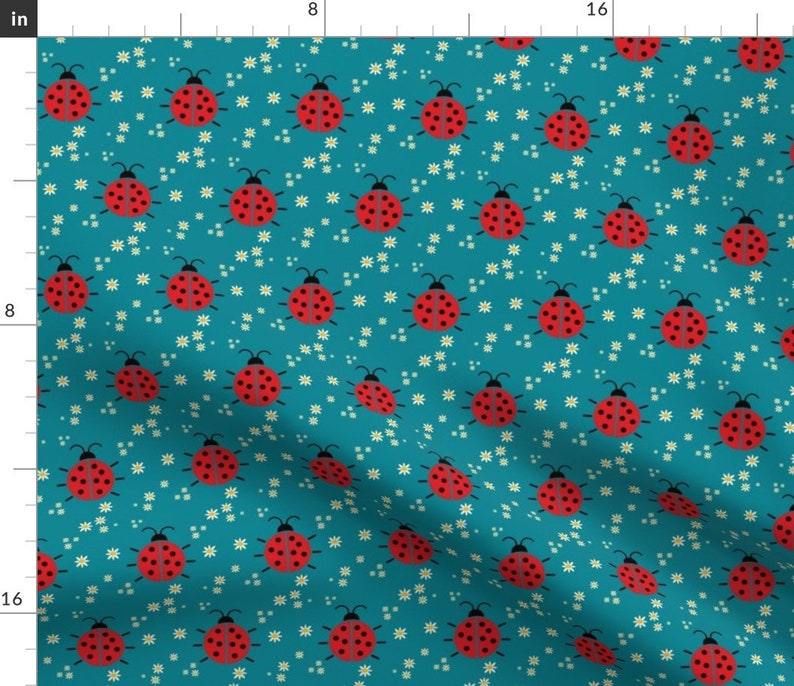 Ladybug Fabric Ladybug by Bruxamagica Ladybug Red Blue | Etsy