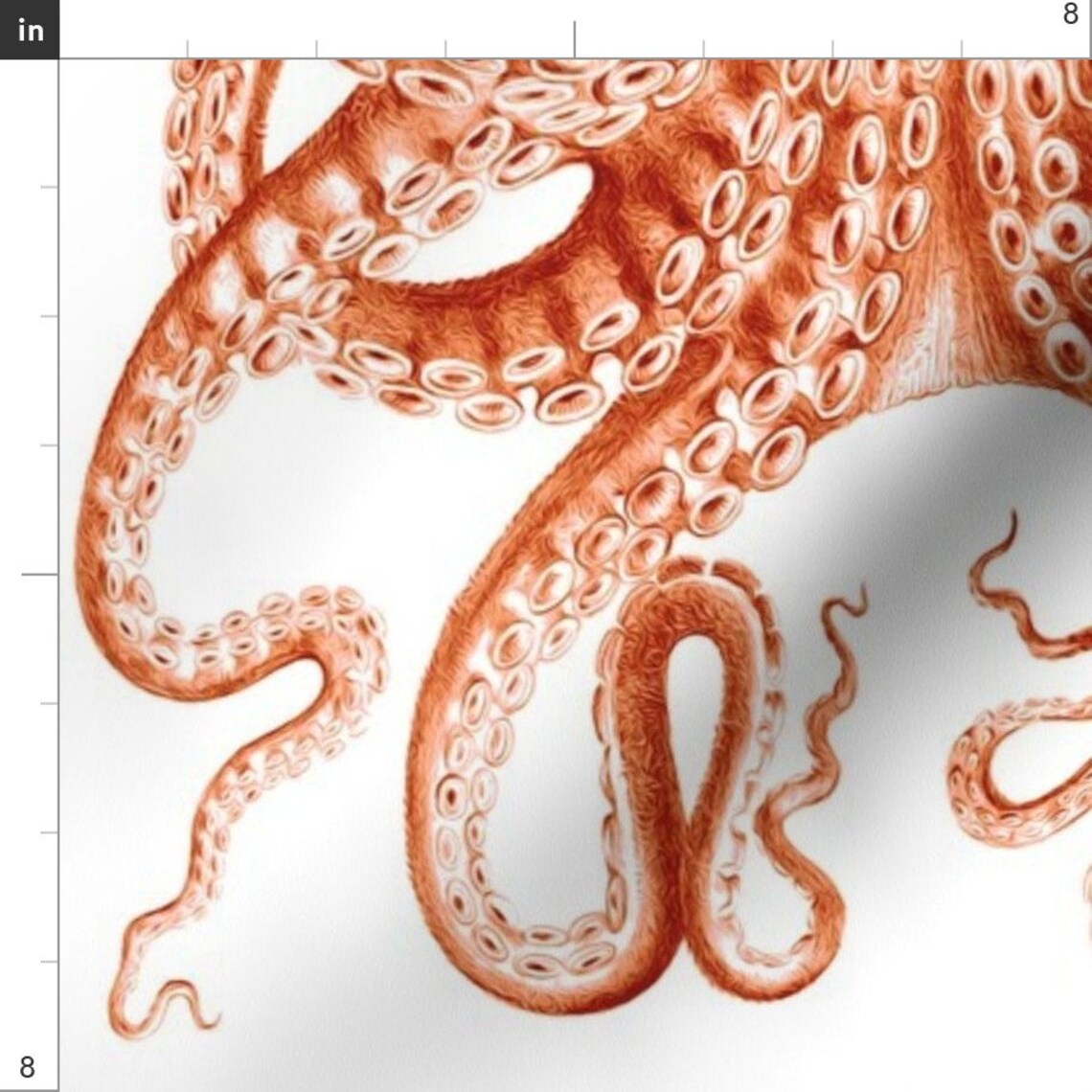 Octopus Fabric Octopus Oasis in Coral by Willowlanetextiles - Etsy
