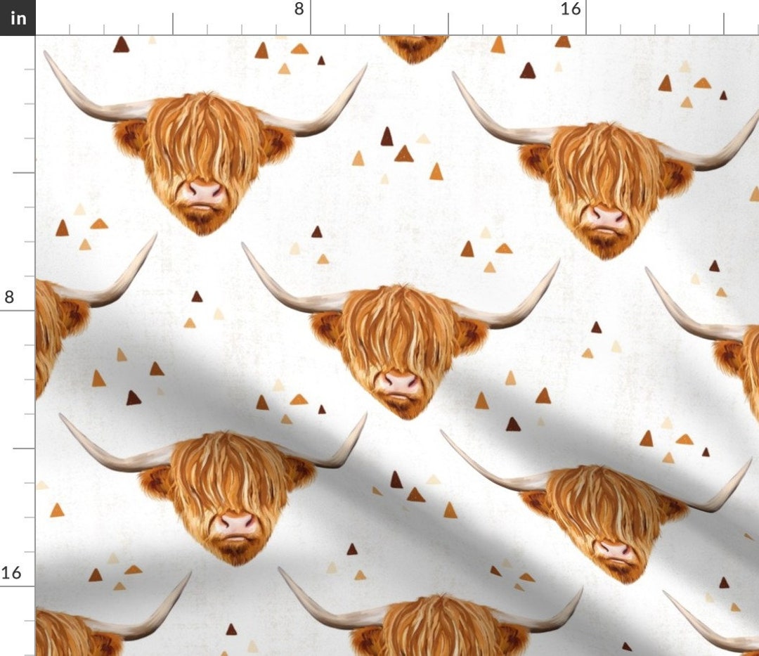 Western Fabric Highland Cow Medium by Red_raspberry_design Farm Boho ...