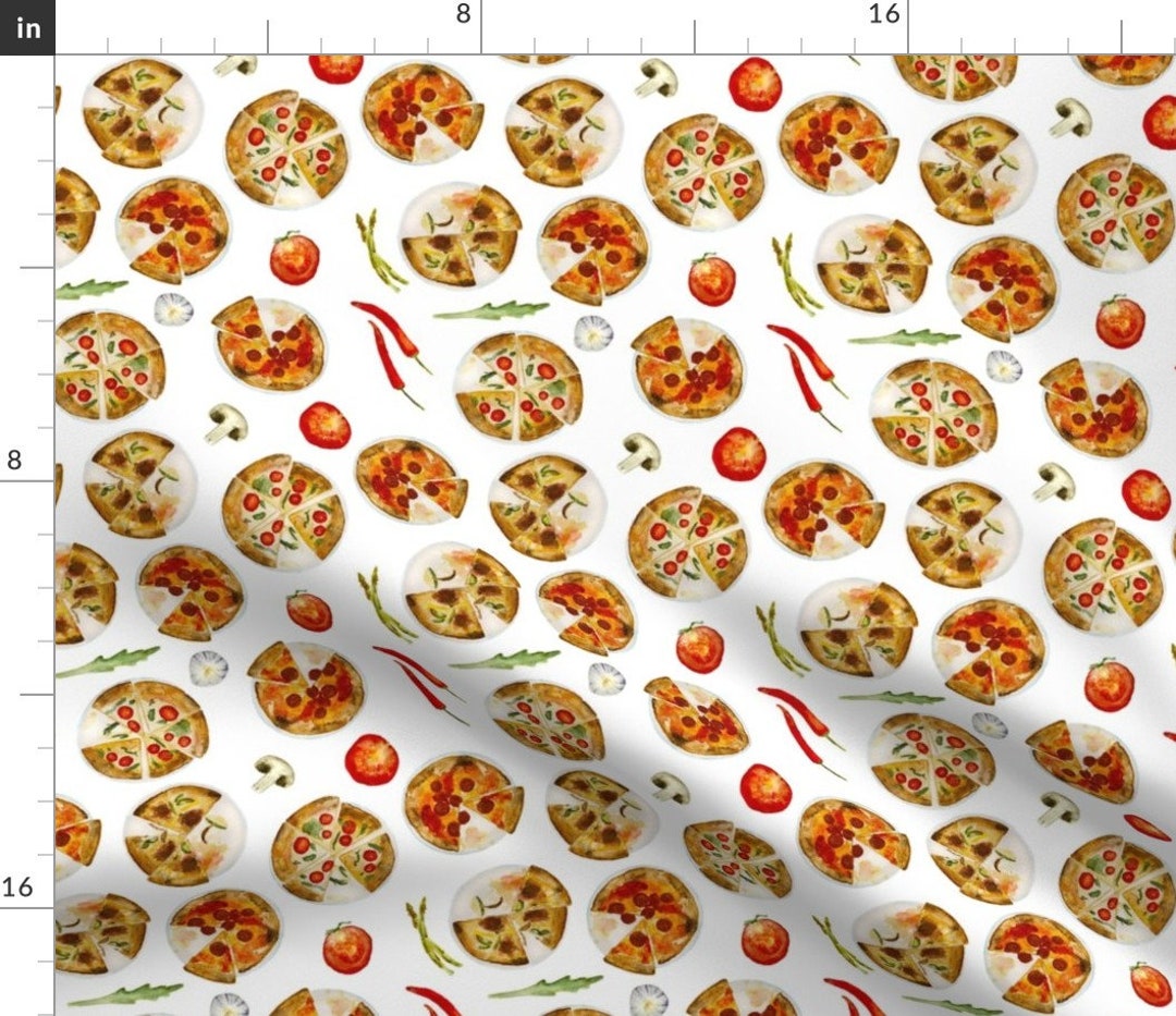 Watercolor Pizza Fabric Italian Pizza Watercolor Pattern - Etsy New Zealand