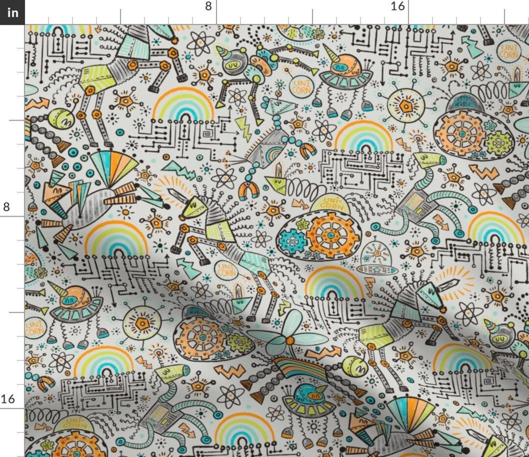 Nursery Illustration Gender Neutral Fabric Unicorn Science by ...