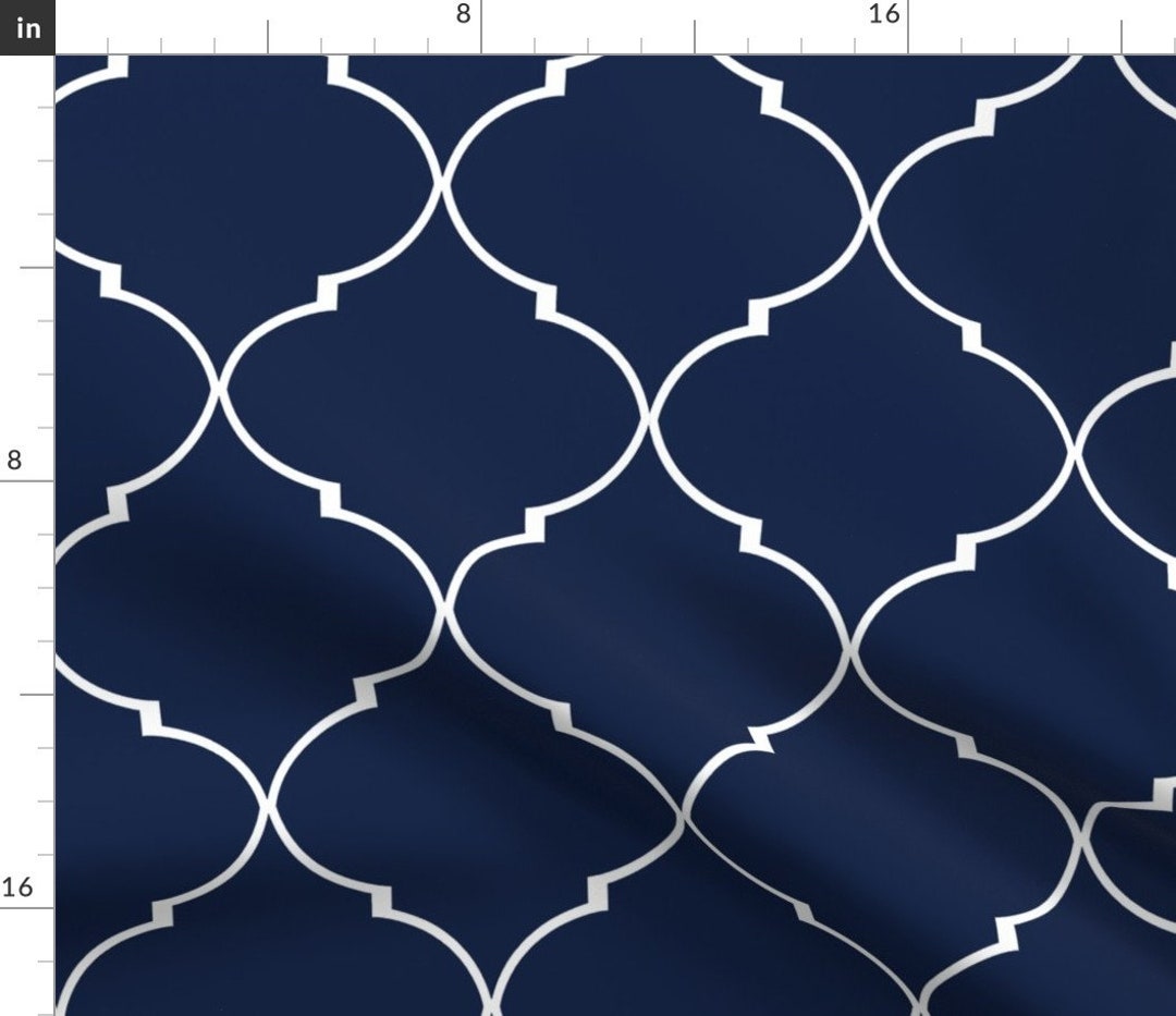 Blue Trellis Fabric Kate Trellis in Reverse Blue by - Etsy